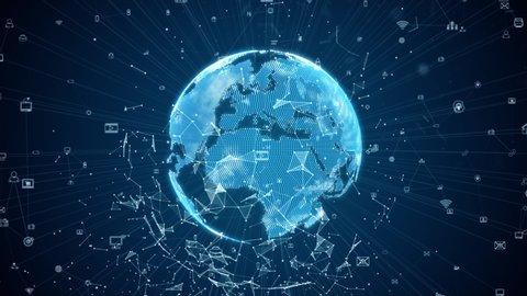Digital Data Network Connections Icon Global Stock Footage Video (100% ...