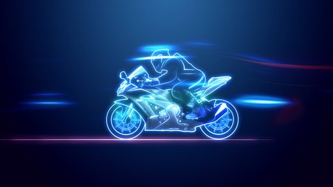 Abstract Animation Futuristic Blue Motorcycle Speed Stock Footage Video ...