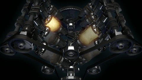 Animation Working V8 Engine Inside Slowmotion Stock Footage Video (100% ...