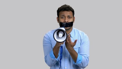 Muted Man Concept Darkskinned Guy His Stock Footage Video (100% Royalty ...