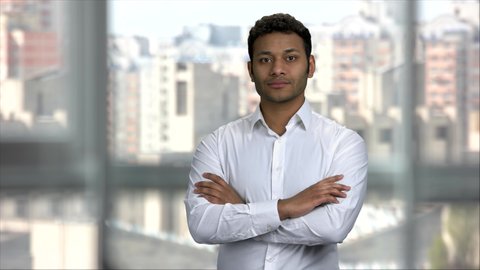 Smiling Indian Man Folded Arms Pointing Stock Footage Video (100% ...