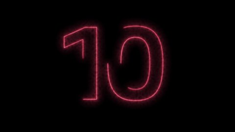 Red Energy Neon Ten 10 Number Stock Footage Video (100% Royalty-free ...