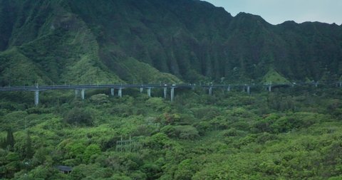 Drone View H3 Scenic Drive Oahu Stock Footage Video (100% Royalty-free ...