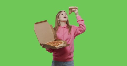 Caucasian Young Woman Eating Slice Cheese Stock Footage Video (100% ...