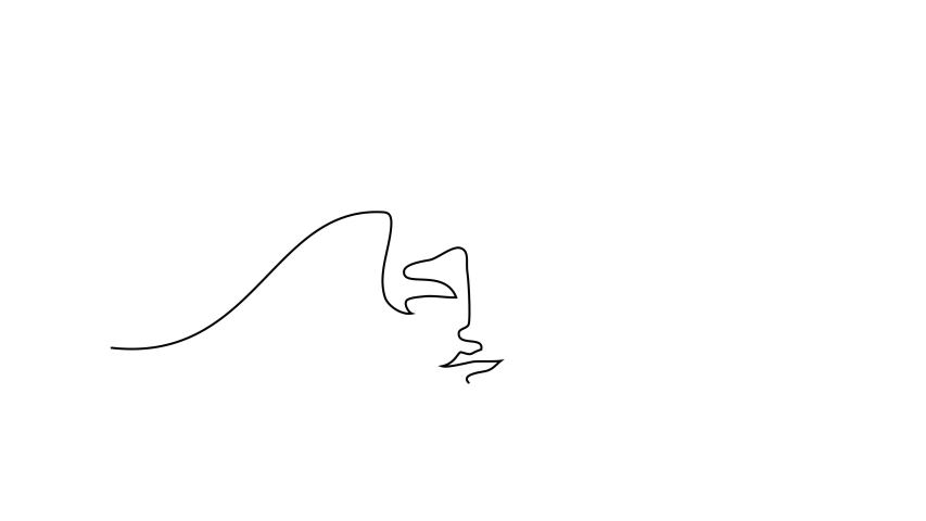 Self drawing simple animation of one line drawing of female face. Lips ...