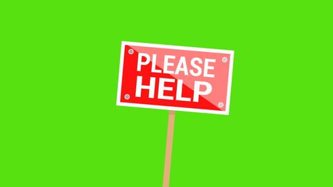Please Help Placard Animationvideo Motion Animationgreen Stock Footage ...