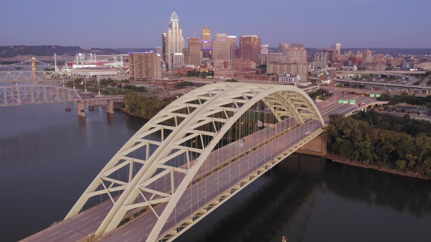Bridge to Cincinnati over the river in Ohio image - Free stock photo ...