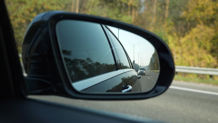 Close-up Side-view Mirror Reflection Car Stock Footage Video (100% ...