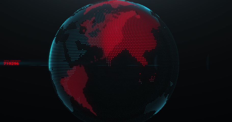 World map of the spread of viruses, highly detailed HUD interface ...