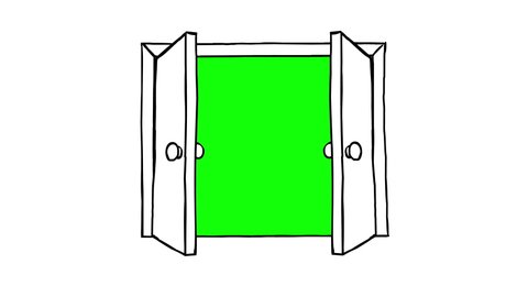 Doodle Animation Double Door Door Drawn Stock Footage Video (100% ...