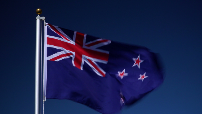 new zealand flag flying wind outdoors Stock Footage Video (100% Royalty ...