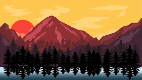 Animated Cartoon Background Looped Animation Mountain Stock Footage ...
