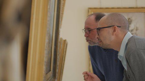 Two Intelligent Men Art Gallery Look Stock Footage Video (100% Royalty ...