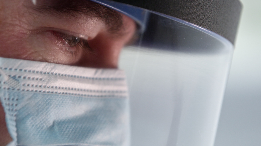 male lab technician working face mask Stock Footage Video (100% Royalty ...