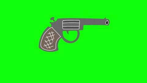 Gun Hand Drawn Green Screen Floating Stock Footage Video (100% Royalty ...