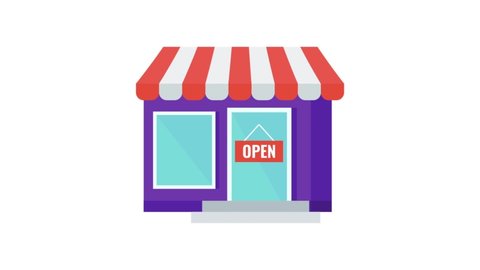 Store Icon Animation Building On White Stock Footage Video (100% ...