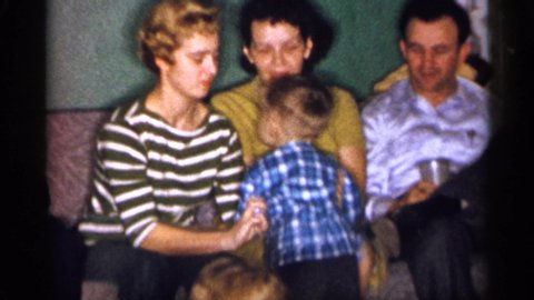 Michigan1959 Family Time Around Christmas Tree Stock Footage Video (100 ...