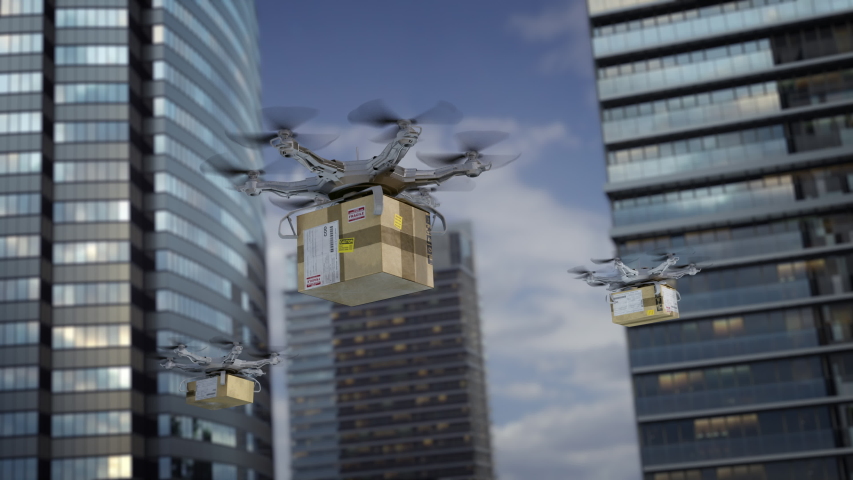 drones deliver packages close uav drone Stock Footage Video (100% ...