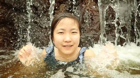 Japanese Girl Playing Hot Spring Stock Footage Video (100% Royalty-free ...