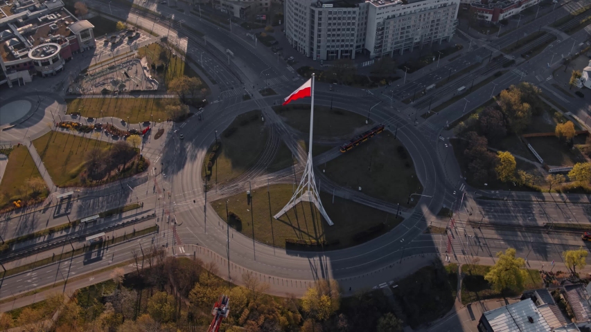 aerial view warsaw empty rondo radosława Stock Footage Video (100% ...
