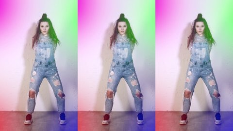 Funny Girl Dancing Funny Pose Party Stock Footage Video (100% Royalty ...