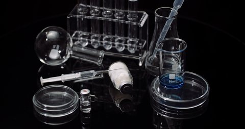 Laboratory Equipement Syringe Medicine Test Tubes Stock Footage Video ...