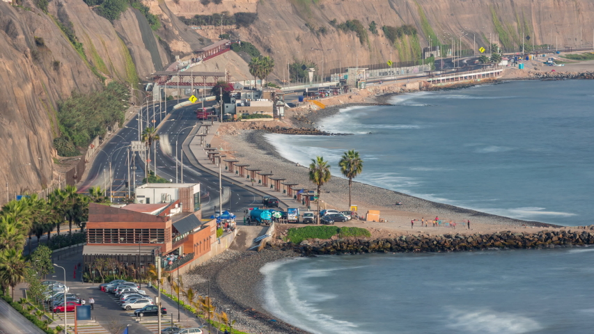 Shoreline Landscape and Road in Lima, Peru image - Free stock photo ...