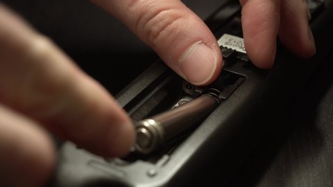 Insert New Batteries Into Remote Control Stock Footage Video (100% ...