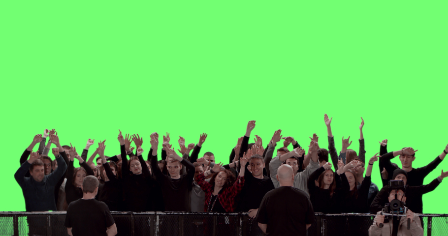 Green Screen Big Crowd People Having Stock Footage Video (100% Royalty ...
