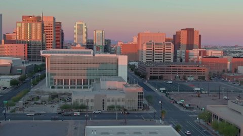 Aerial Flying Over Downtown Phoenix City Stock Footage Video (100% ...
