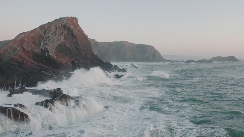 Sunset on the rocky cliffs and shoreline in Portugal image - Free stock ...