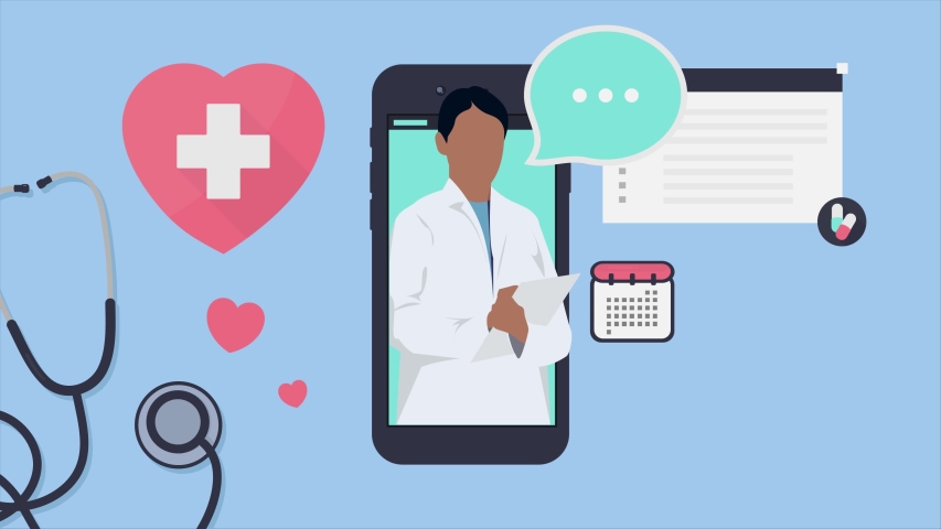 online doctor animated illustration telemedicine prescriptions Stock ...