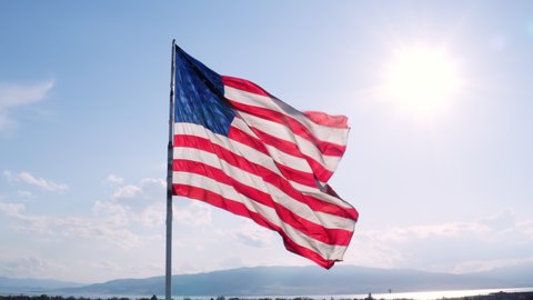 Aerial Massive American Flag Slowly Flapping Stock Footage Video (100% ...