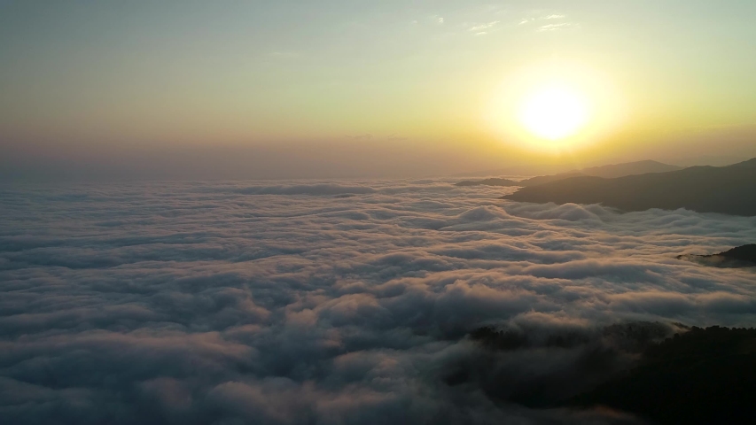 camera raising above thick fog beautiful Stock Footage Video (100% ...