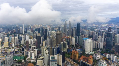 Cityscape Time Lapse Kuala Lumpur Aerial Stock Footage Video (100% ...