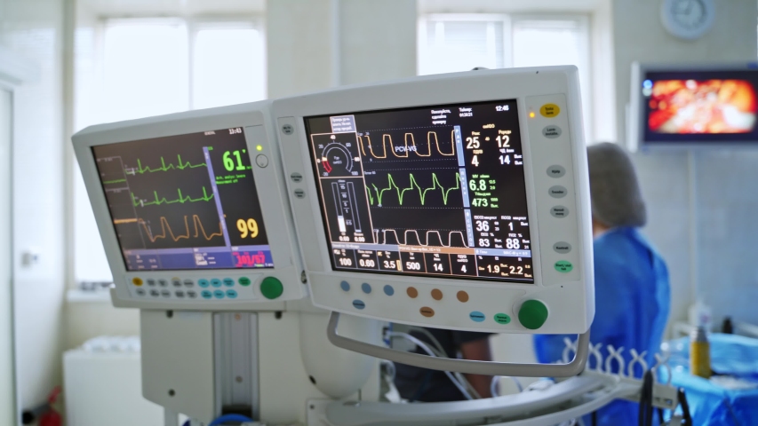 monitors intensive care unit heart beat Stock Footage Video (100% ...
