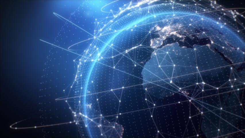 planet earth rotating line node connection Stock Footage Video (100% ...