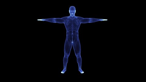 Hologram Rotating Person Spreading His Arms Stock Footage Video (100% ...