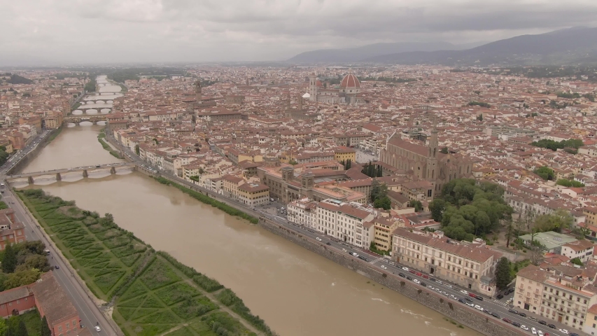Florence City, Aerial Panoramic View. Stock Footage Video (100% Royalty ...