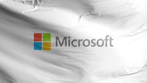 Close Waving Flag Microsoft Logo Seamless Stock Footage Video (100% ...