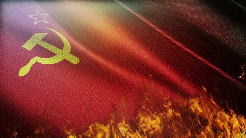 4k Former Soviet Union Flag Burning Stock Footage Video 100 Royalty
