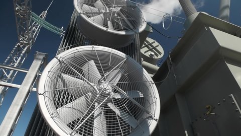 Large Fans High Voltage Electrical Substation Stock Footage Video (100% ...