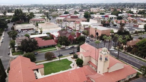 Aerial View Downtown Area Redlands California Stock Footage Video (100% ...