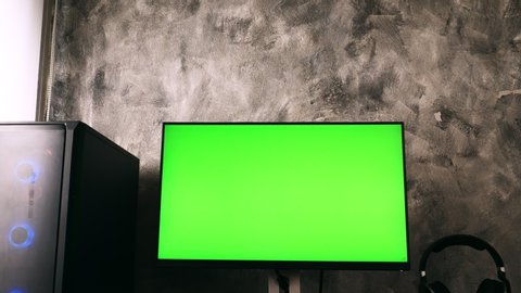 Black Computer Green Screen Monitor On Stock Footage Video (100% ...