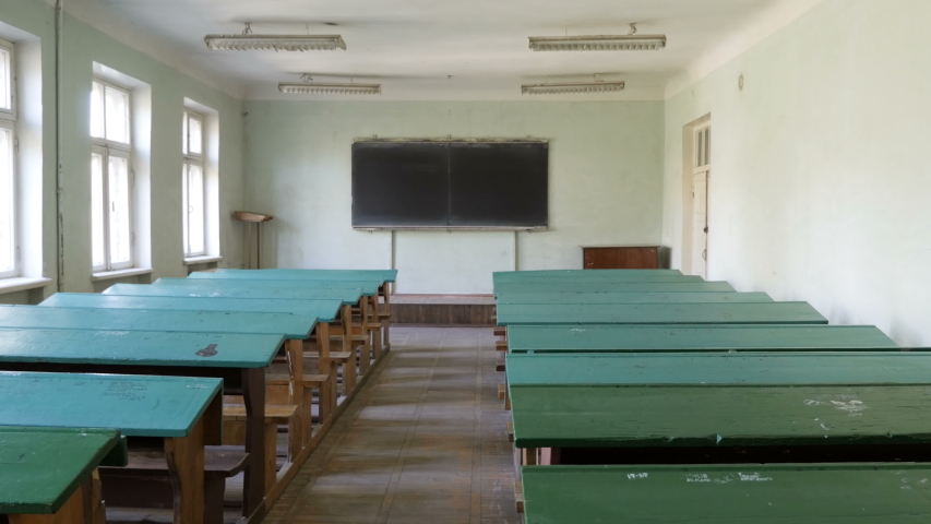 Outdated Classroom with Green Desks Stock Footage Video (100% Royalty ...