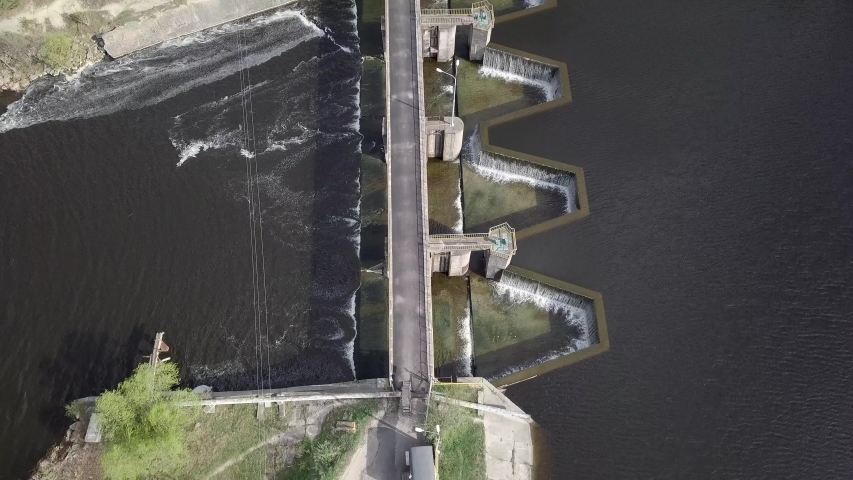 aerial view small dam on river Stock Footage Video (100% Royalty-free ...