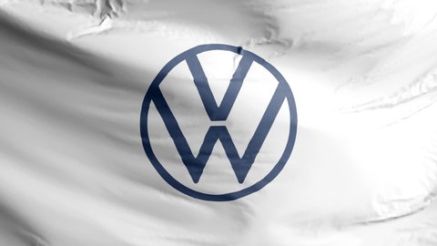 Vw Car New Logo Closeup Waving Stock Footage Video (100% Royalty-free ...