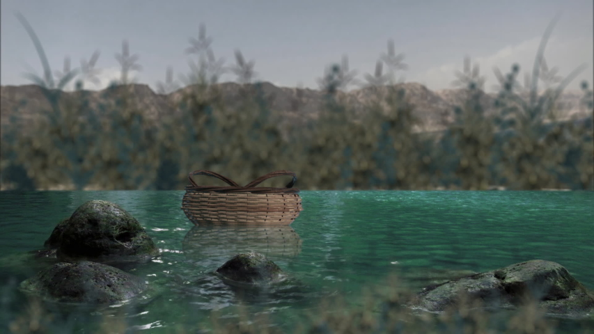 baby moses ark bulrushes basket floating Stock Footage Video (100% ...