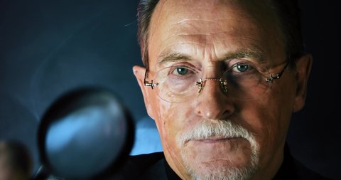 Big Boss Magnifying Glass Looking Camera Stock Footage Video (100% ...