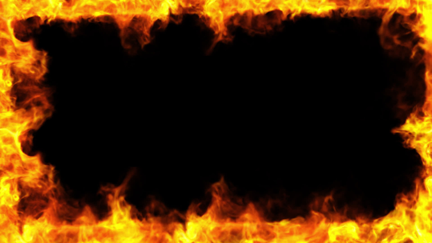 Fire Flames Realistic Frame Background. Stock Footage Video (100% ...